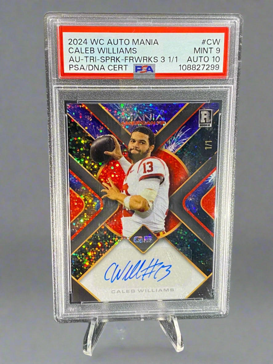 Caleb Williams - Wild Card Mania Tri- Sparks Fireworks Auto 1/1 - PSA ...